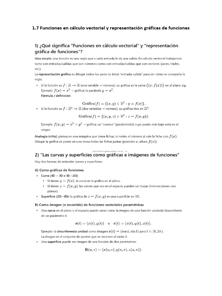 Funciones y Gráficas en Cálculo Vectorial | PDF