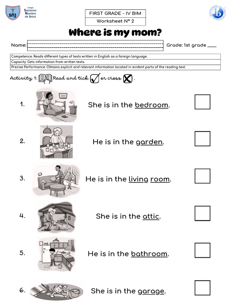 T4-W1-Worksheet 2 - Rooms in the House | PDF