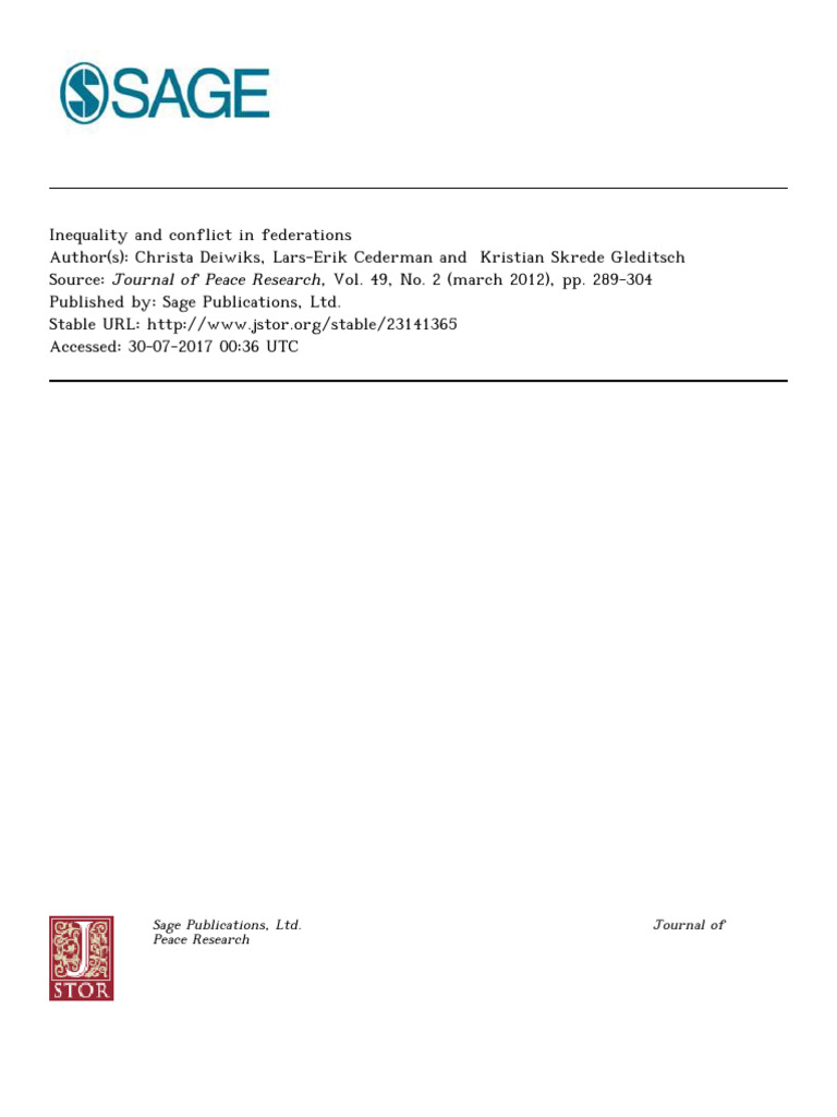deiwiks, cederman, fleditsch_inequality and conflict-2 (1) | PDF ...