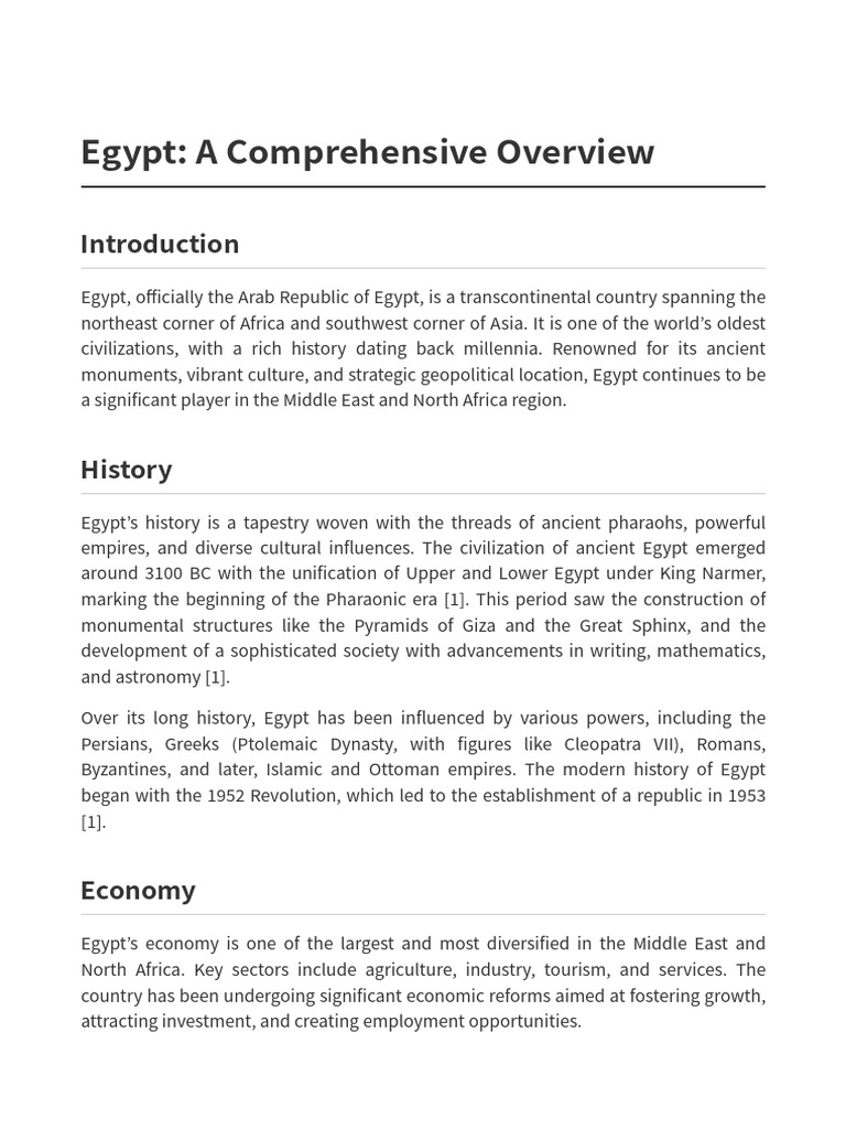 Egypt Comprehensive Overview | PDF | Egypt | Egyptian Pyramids