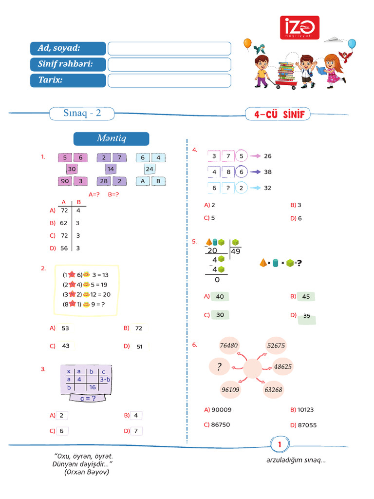4-Cü Sinif Məntiq KSQ 2 | PDF