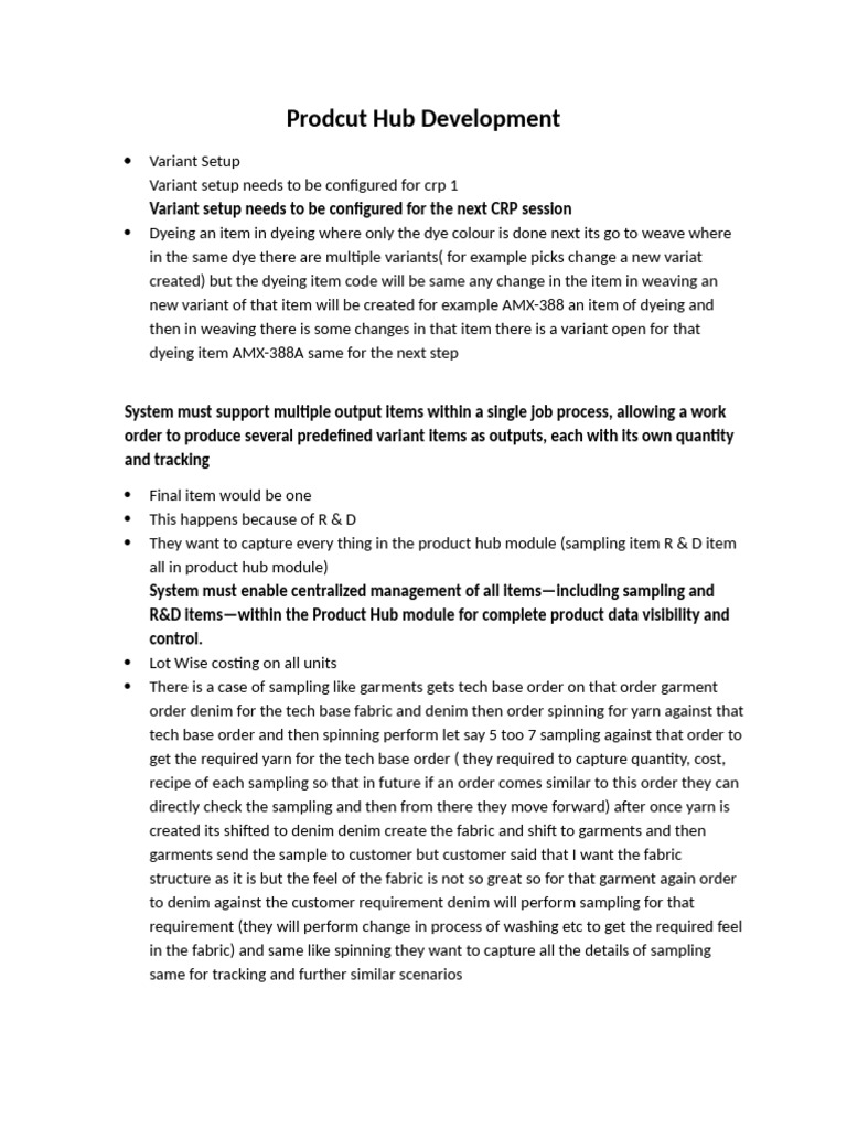 Prodcut Hub Development v.1 | PDF | Dyeing