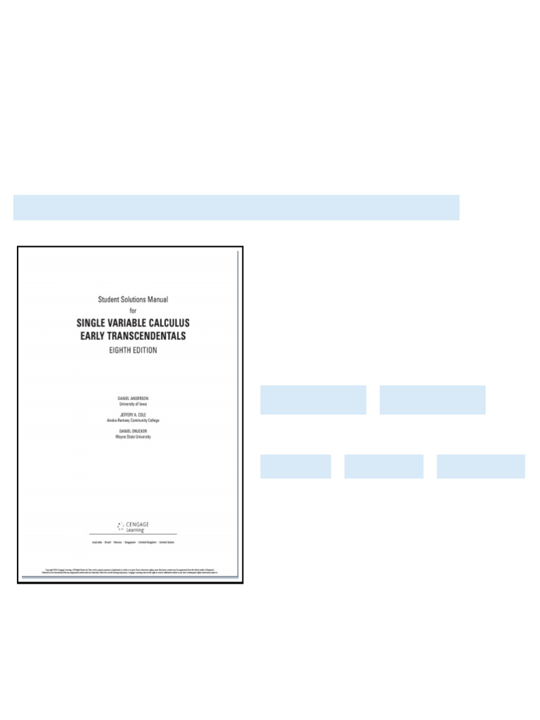 Student Solutions Manual for Single Variable Calculus Early ...