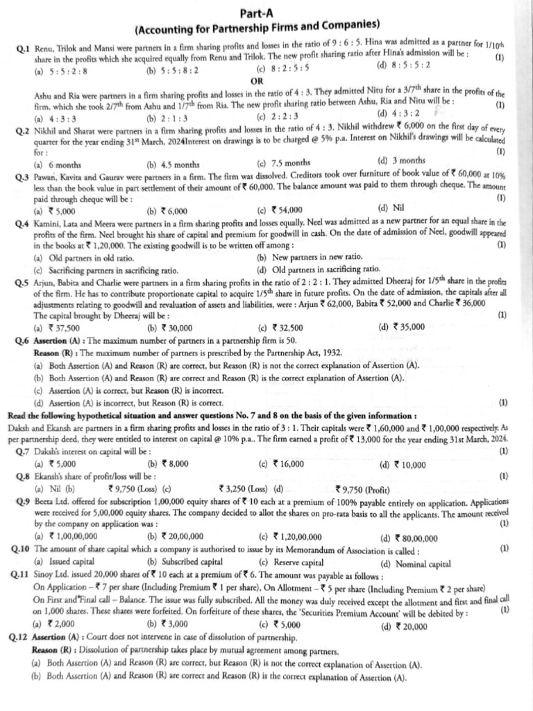 Xii Acc. Full Course Practice Sheet - (06!02!2025) | PDF