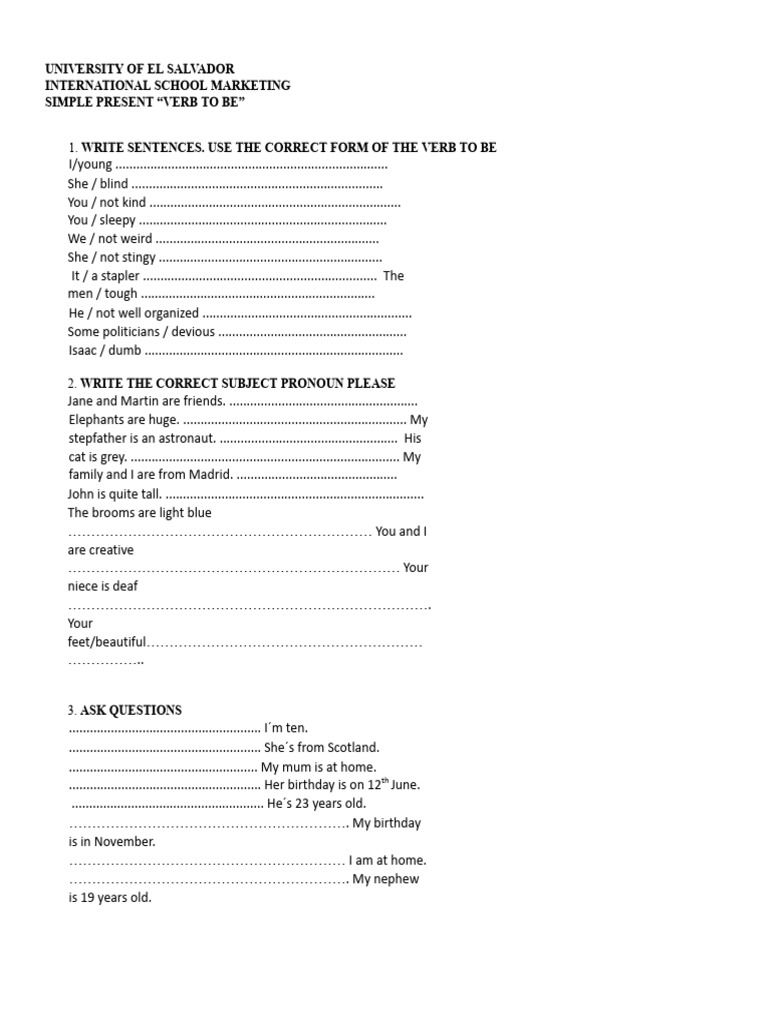 Simple Present Verb to Be | PDF | Syntax | Linguistics