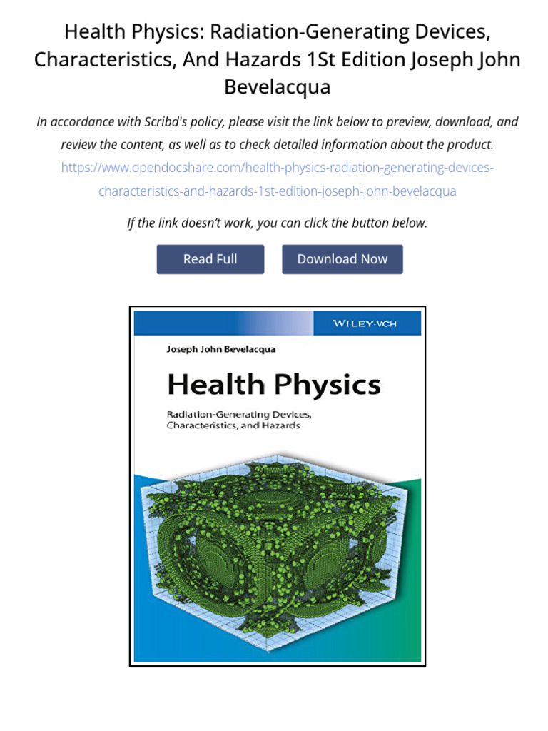Health Physics: Radiation-Generating Devices, Characteristics, and Hazards 1st Edition Joseph ...