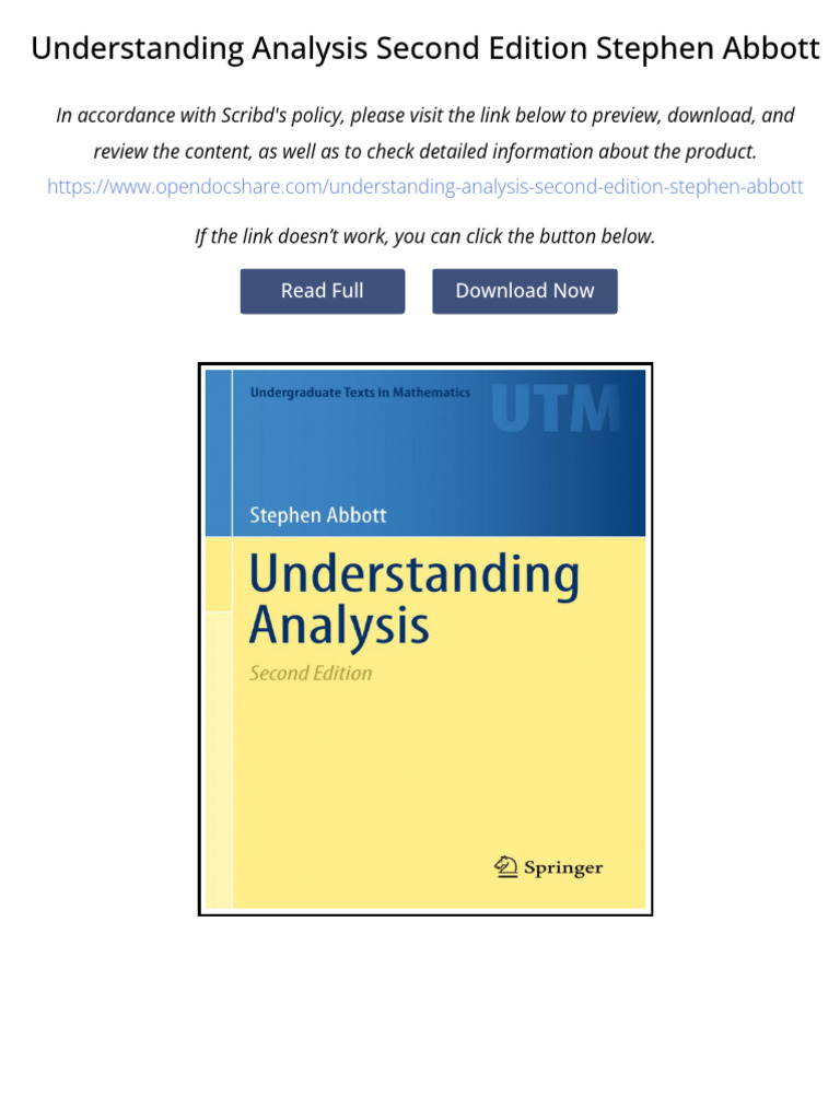 Understanding Analysis Second Edition Stephen Abbott | PDF | Numbers ...