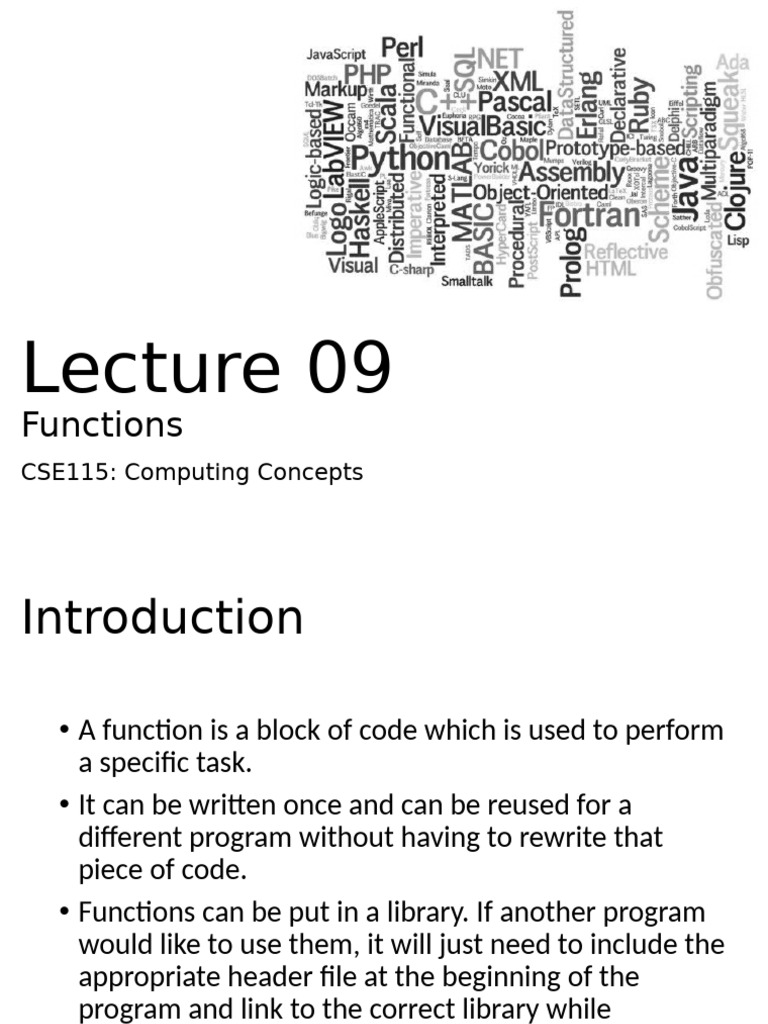 CSE115Lecture09Functions_Part01 | PDF | Integer (Computer Science ...