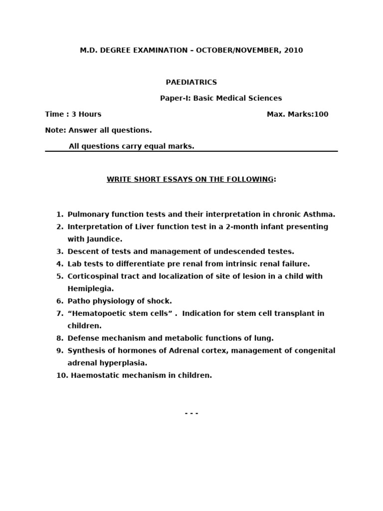 Papers question | PDF | Pediatrics | Infection