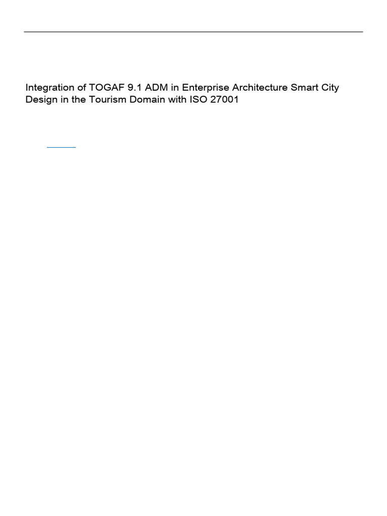 Integration of TOGAF 9.1 ADM in Enterprise Architecture Smart City ...