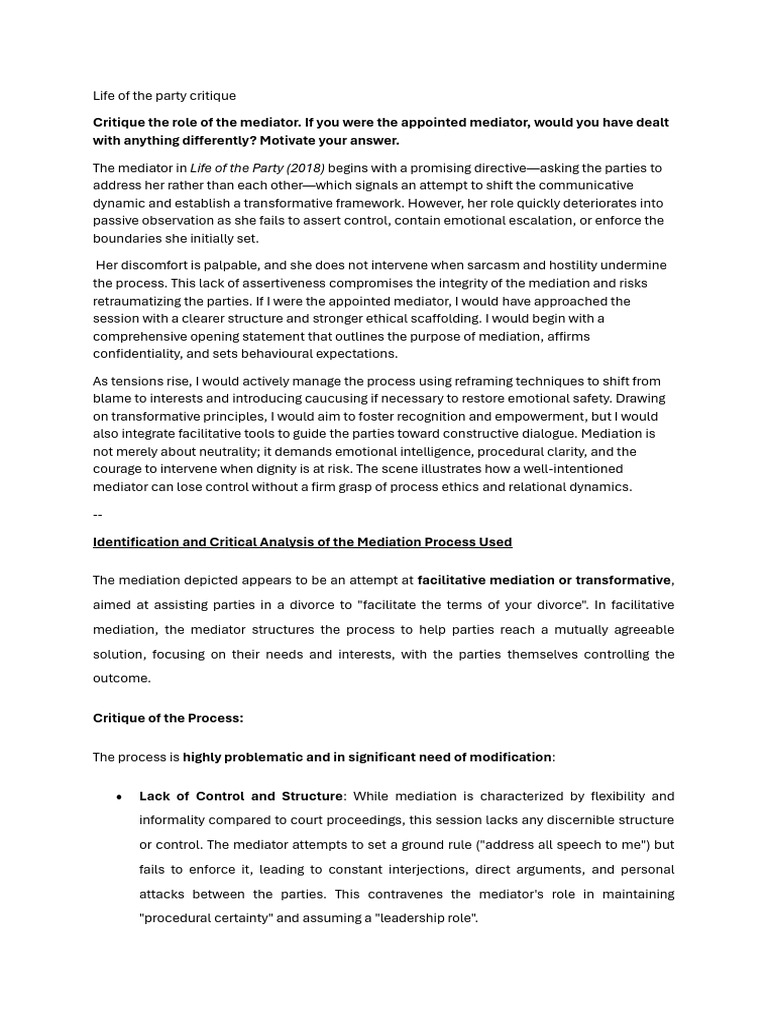 Life of the party critique | PDF | Mediation | Social Psychology