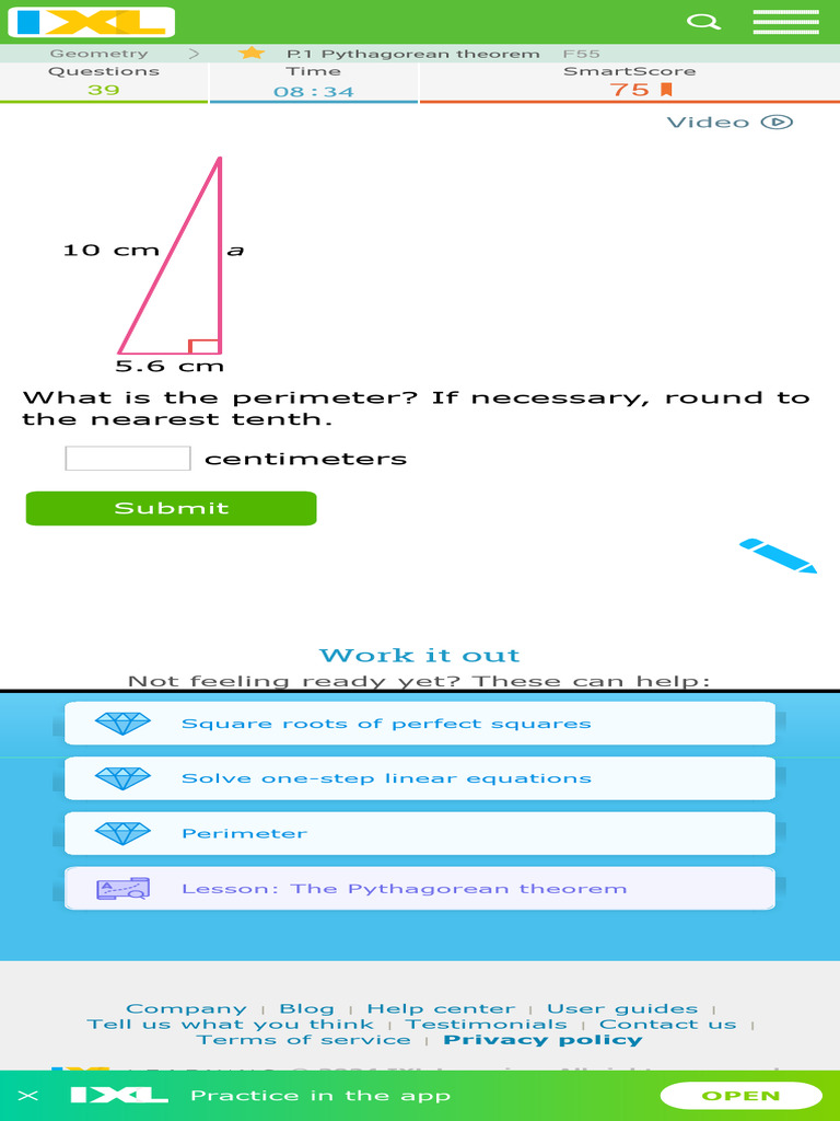 IXL - Pythagorean Theorem (Geometry Practice) 4 | PDF