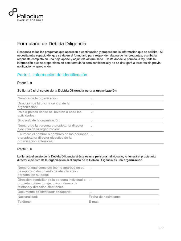 GBL CC03 SOP01 TL01 Due Diligence Form ES | PDF | Corrupción política ...