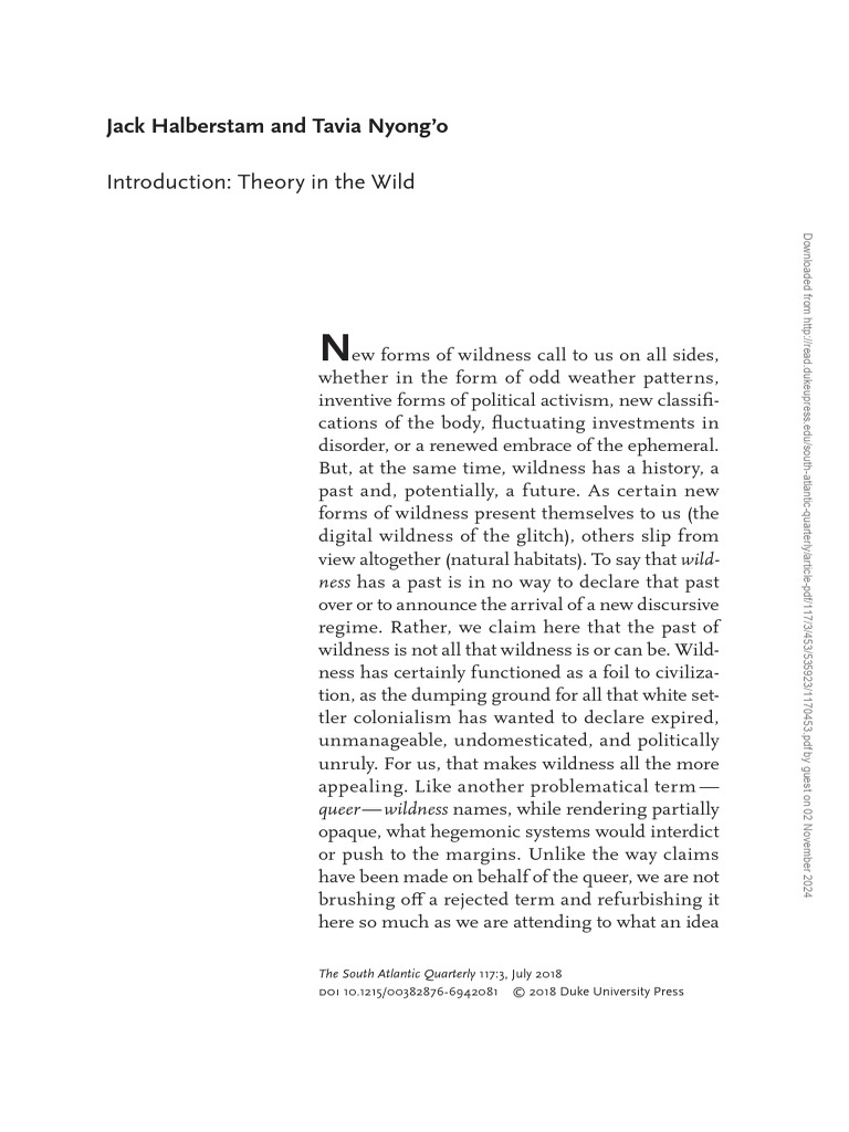Halberstam Nyong'o Wild 2018 | PDF | Cain And Abel | Anarchism
