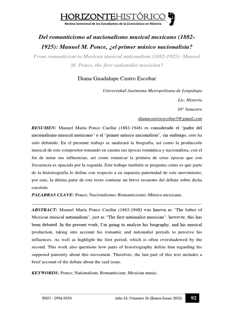 Manuel María Ponce Musico | PDF | México | Musica romantica
