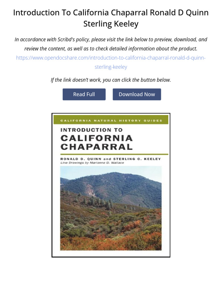 Introduction To California Chaparral Ronald D Quinn Sterling Keeley | PDF