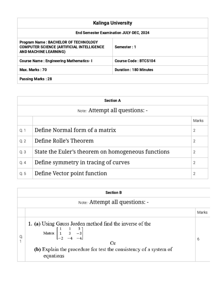 math pyq sem 1 | PDF