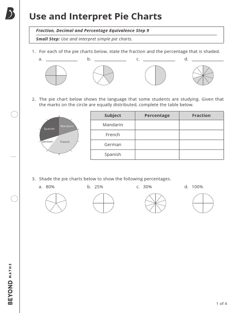 Small Step 9 - Use and Interpret Pie Charts | PDF | Pie Chart | Percentage