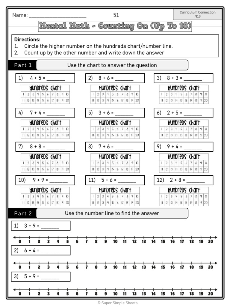1 - Grade 2 Math - Manitoba - Mental Math Up to 18 | PDF