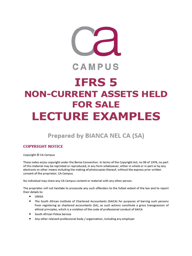 IFRS 5 - Lecture Examples | PDF | Fair Value | Depreciation
