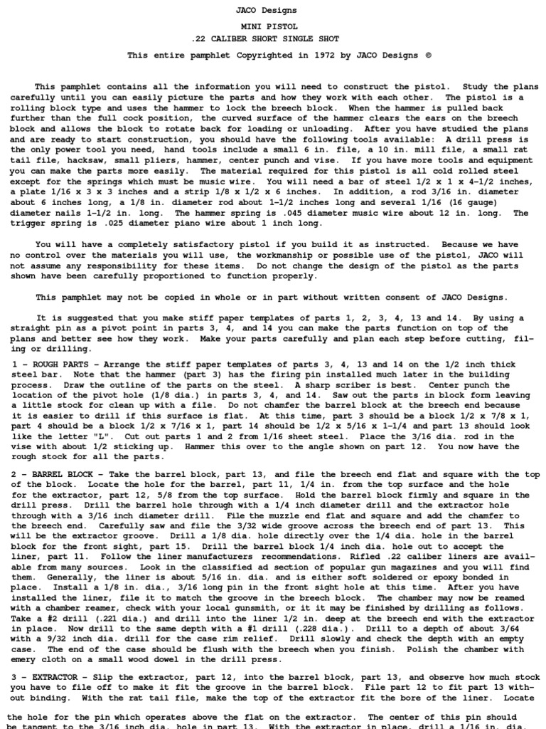 Jaco Mini Pistol | PDF | Rivet | Trigger (Firearms)