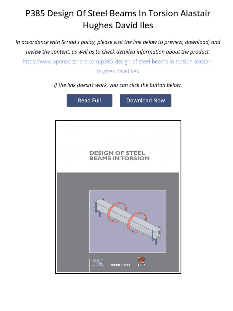 P385 Design Of Steel Beams In Torsion Alastair Hughes David Iles | PDF ...