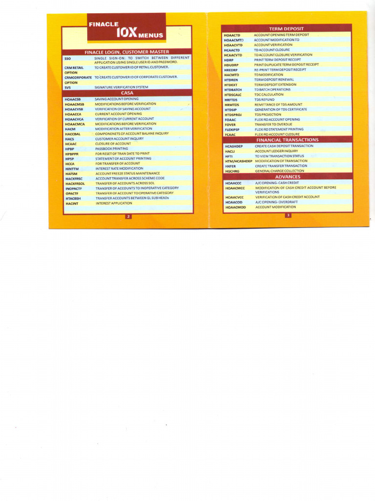 Finacle 10 Menus | PDF