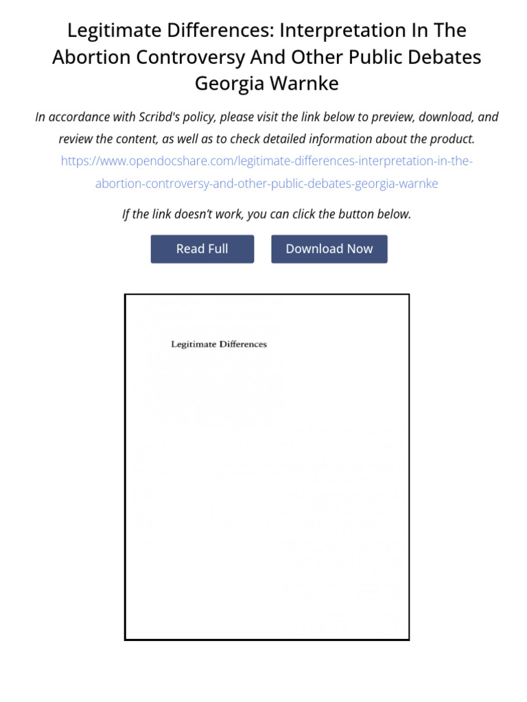 Legitimate Differences: Interpretation in the Abortion Controversy and ...
