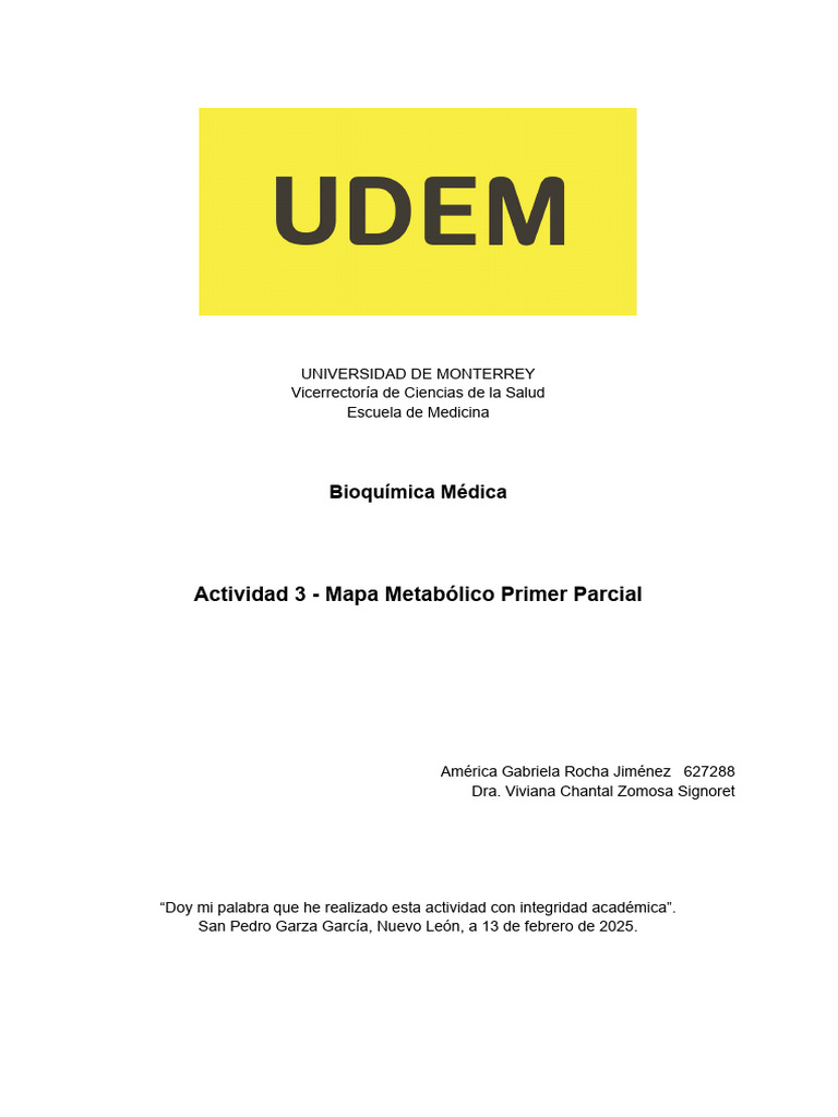 Actividad 3 - Mapa Metabólico Primer Parcial - América Rocha (1) | PDF