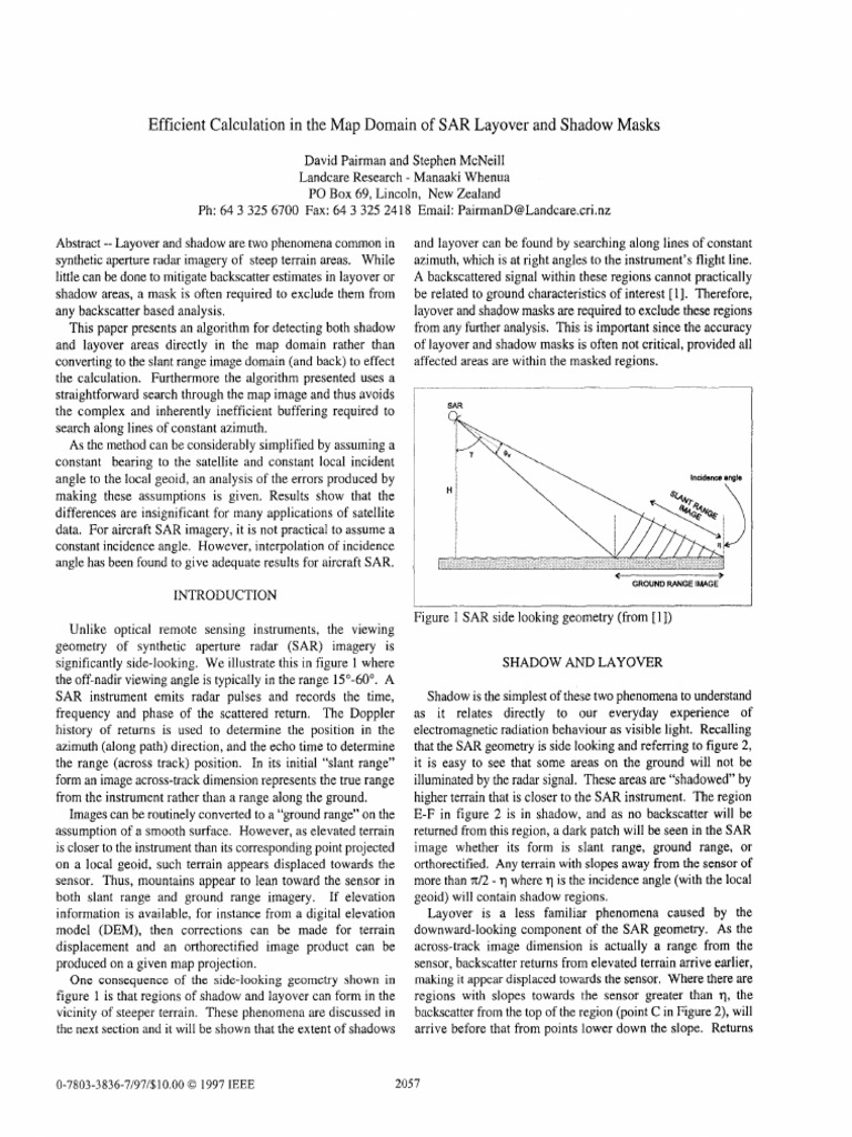 Efficient Calculation in the Map Domain of Sar Layover and Shado | PDF
