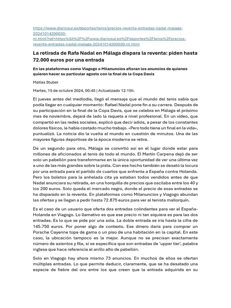 Primera Noticia No Evaluable | PDF