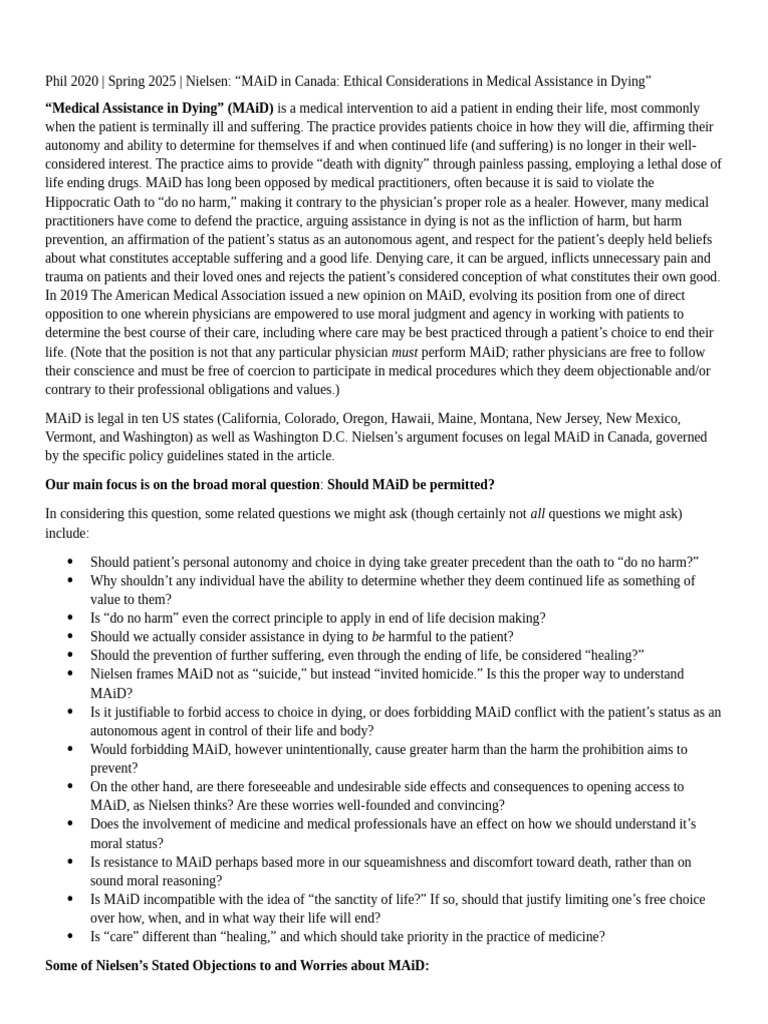 MAiD Handout | PDF | Autonomy | Physician