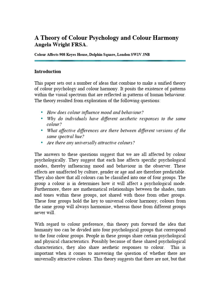 Color Psych Theory | PDF | Color | Blue