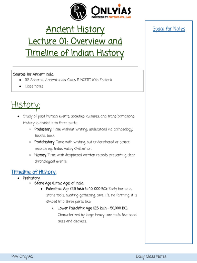 Timeline of Ancient Indian History | PDF