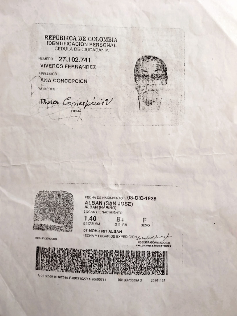 Cédula Ana Concepción Viveros | PDF