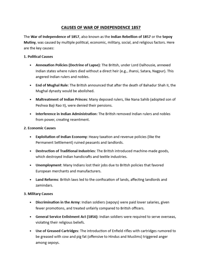 Causes and Failures of 1857 Uprising | PDF | Indian Rebellion Of 1857