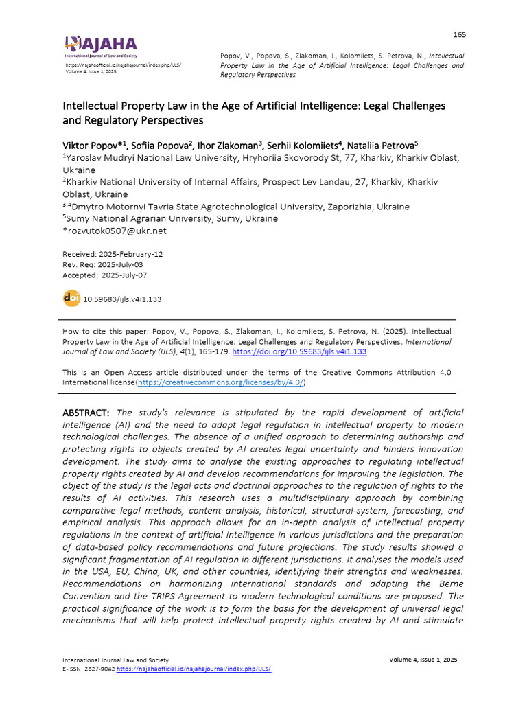 AI and Intellectual Property Law Challenges | PDF | Artificial ...