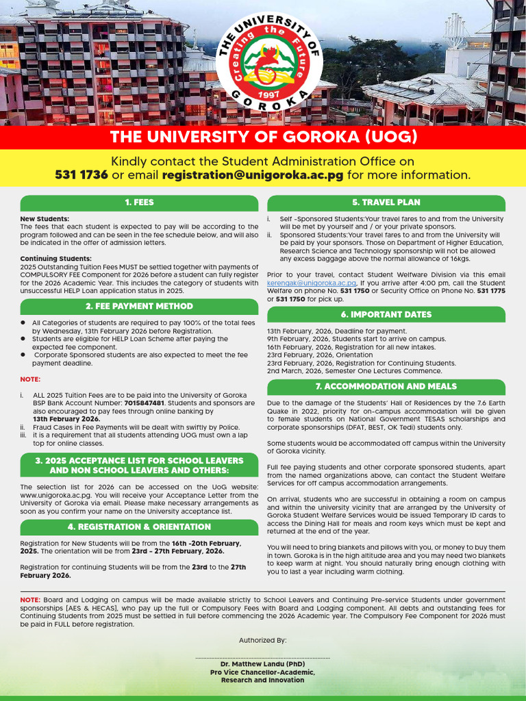 UOG Admissions List 2026 | PDF | Fee | Payments