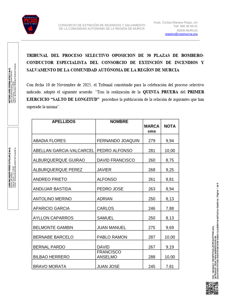 005 Publicacion Notas Quinta Prueba y Convocatoria de Sexta Prueba Del ...