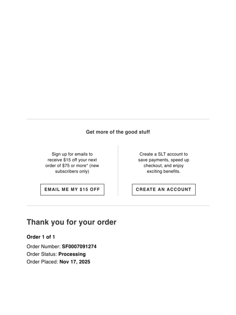 Order Confirmation - Sur La Table | PDF