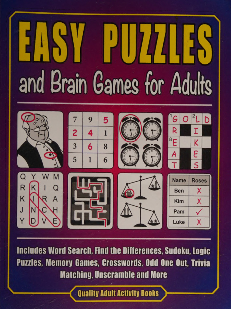 Easy Puzzles and Brain Games for Adults_ Includes Word -- Kinnest J_ D ...