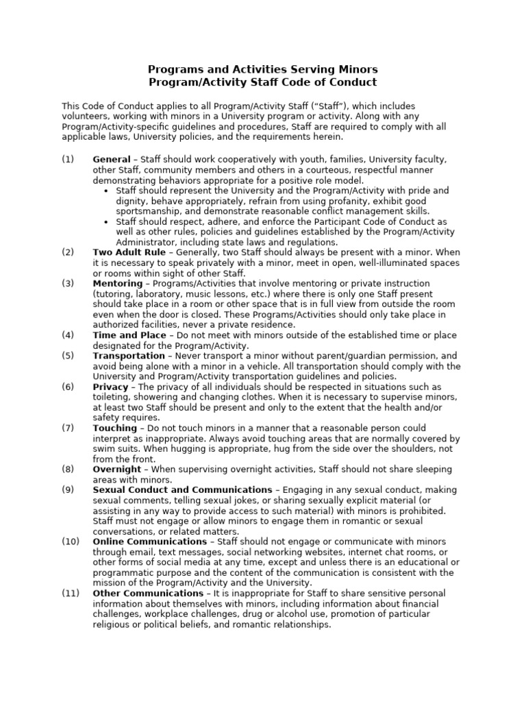Staff Code of Conduct | PDF | Social Ethics | Justice