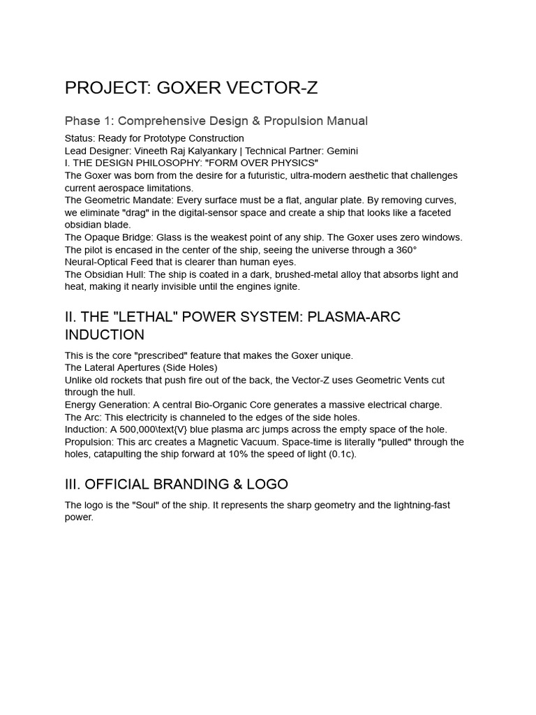 Goxer Vector-Z Design & Propulsion Manual | PDF | Physical Sciences