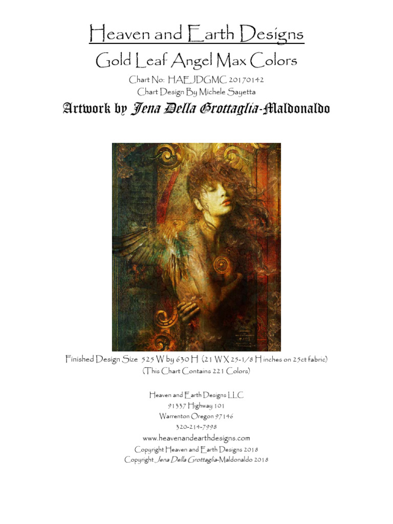 Gold Leaf Angel Cross Stitch Chart | PDF | Embroidery | Textile Arts