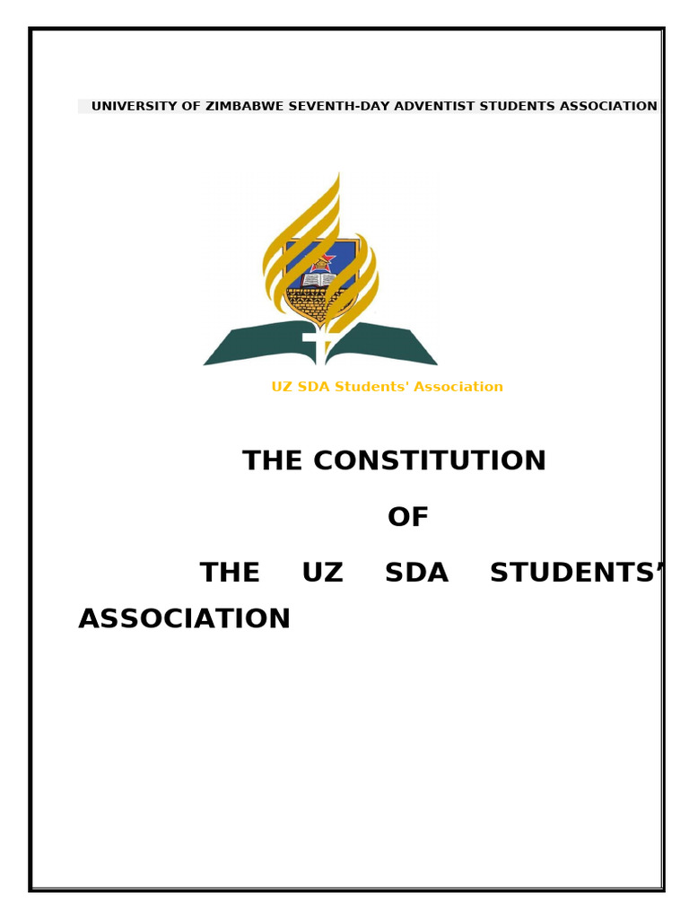 UZ SDA Students' Association Constitution 2023-3 | PDF | Seventh Day ...