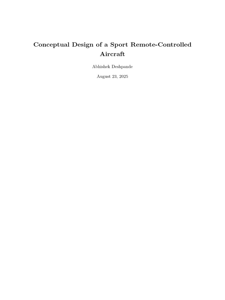 Sport RC Aircraft Design Overview | PDF | Lift (Force) | Empennage