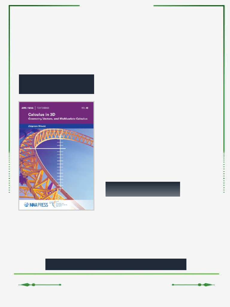 Calculus in 3D Geometry Vectors and Multivariate Calculus 1st Edition ...