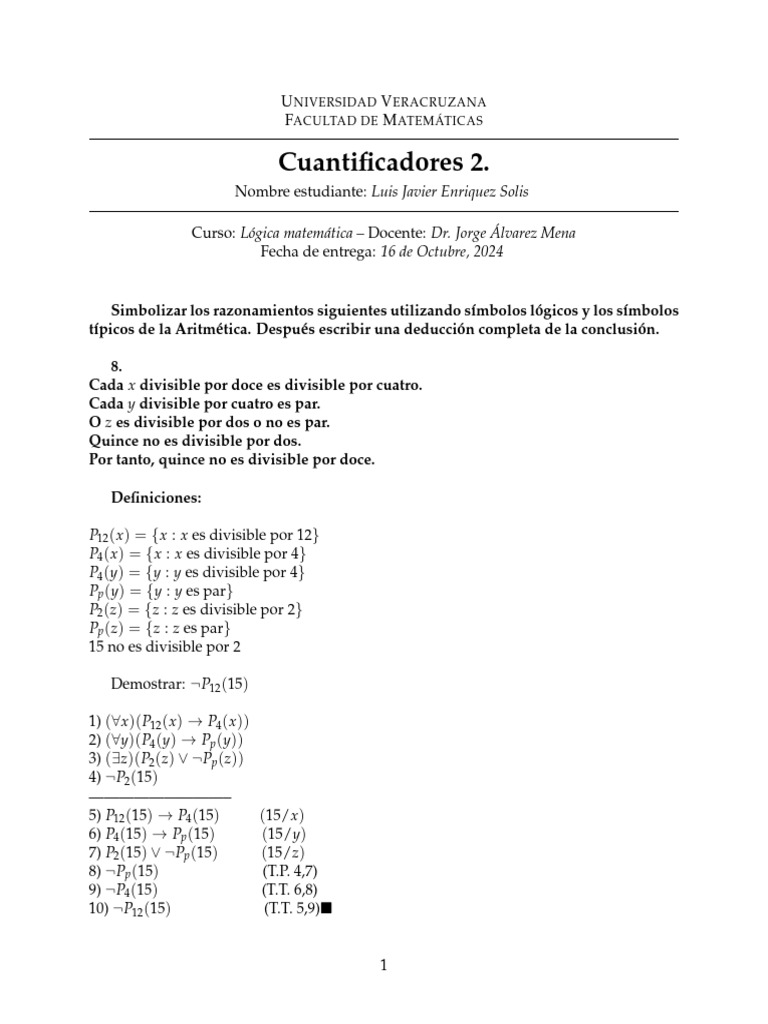 Lógica Matemática: Cuantificadores y Deducciones | PDF | Sintaxis ...