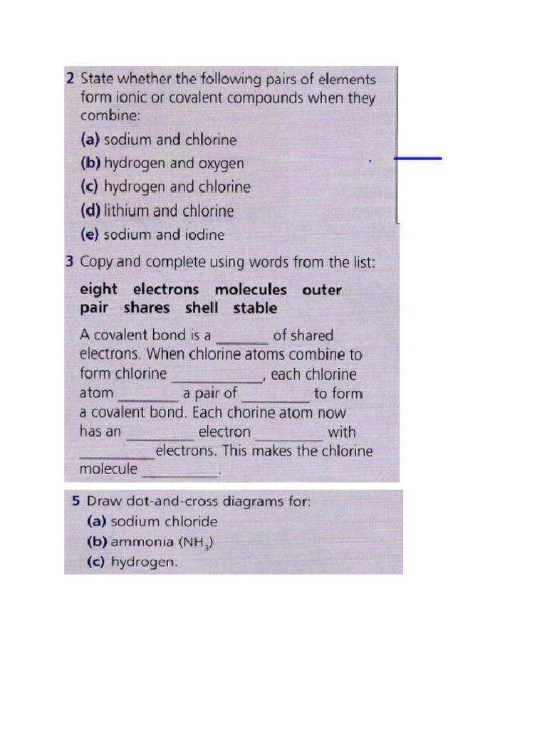 Form 2 Science Homework Bonding | PDF