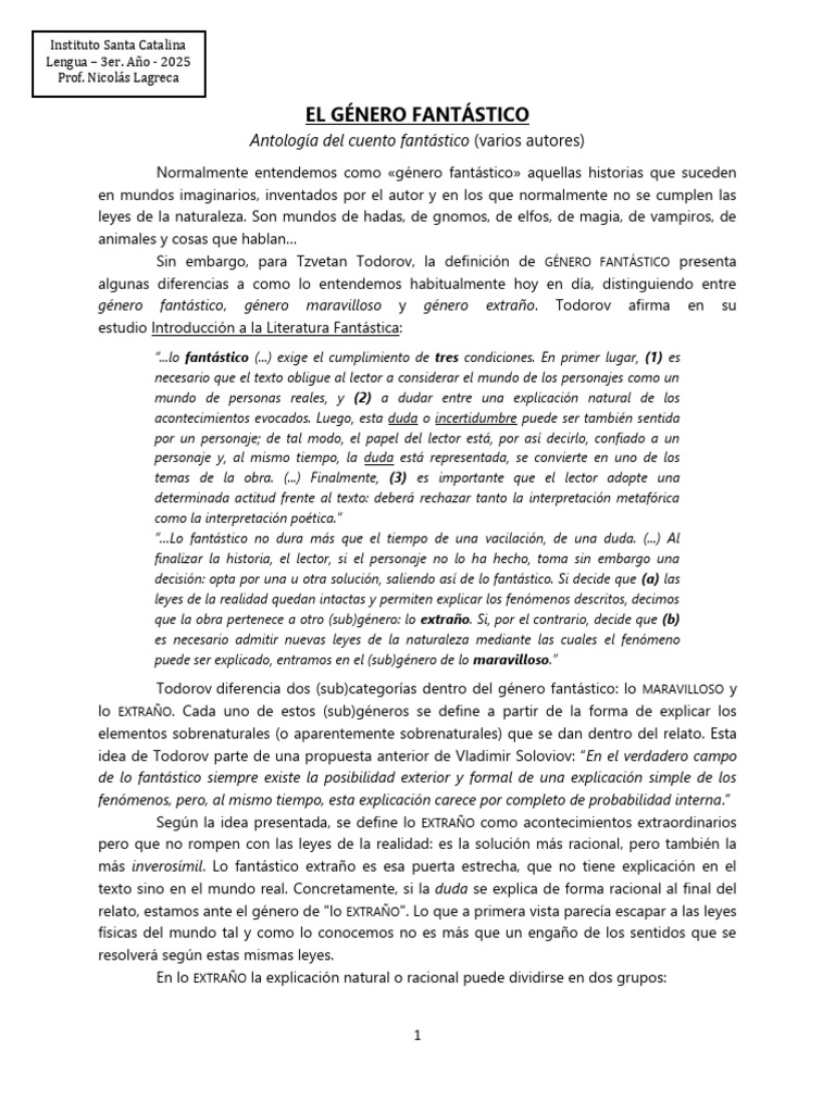 TP Cuento fant-stico (Casa tomada) (5) | PDF | Fantasía